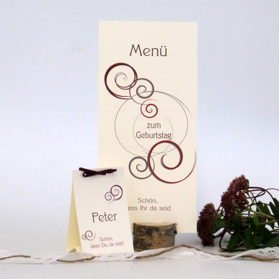 Geburtstagsmenükarte "Kringel" rot - kartencrew.de